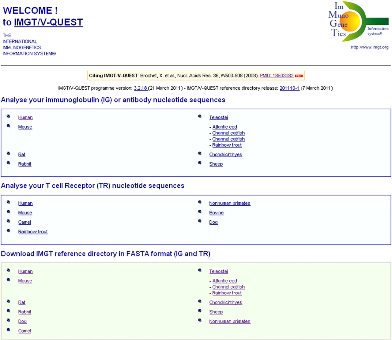 IMGT/V-QUEST: IMGT Standardized Analysis of the Immunoglobulin (IG) and ...